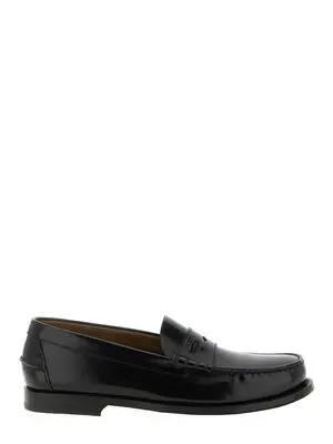 Prada Brushed Leather Loafers - Black