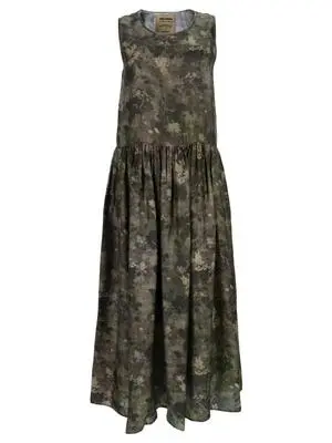 UMA WANG Ardal Floral-print Gathered Maxi Dress - Green