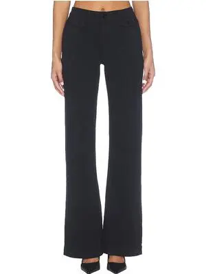Paige Leenah With Mini Patch Pocketstrouser Leg Jeans In Black - Black Shadow