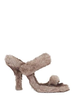 Alexander Wang Paloma 105mm Faux Fur Toe Ring Sandal - Grey