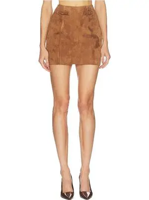 SAU LEE Sau Lee Tilda Seude Skirt In Brown.