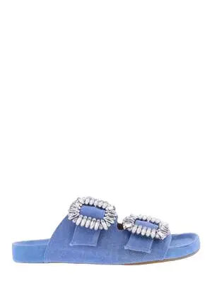 TORAL SHOES Crystal-embellished Double-strap Slippers