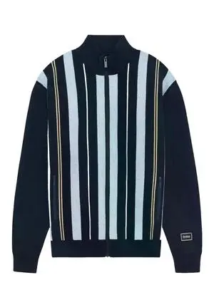 Drole De Monsieur Striped Zip-up Sweater - Blue