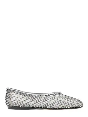 FORTE_FORTE Rhinestone Mesh Ballet Flats Silver