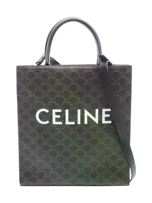 Celine 2000-2026 Medium Triomphe Coated Canvas Vertical Cabas Tote Satchel - Brown