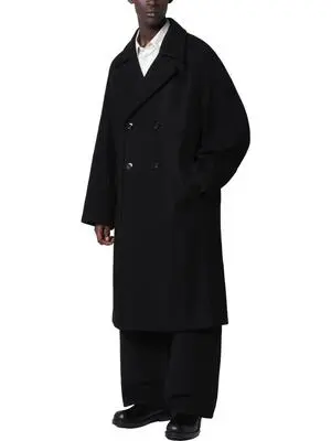 LEMAIRE Double-breasted Coat In Wool And Alpaca - Black
