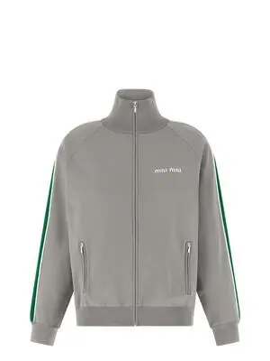 Miu Miu Miu Miu Women Logo Embroidery Sweatshirt Gray