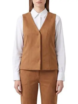 Max Mara Slim Fit Tailored V-neck Waistcoat - Hazel