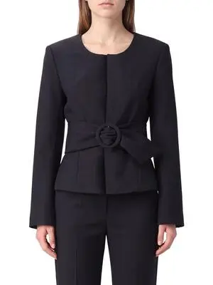 Jacquemus Crewneck Wool Blazer With Adjustable Waist Belt - Black