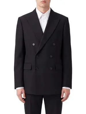 Dries Van Noten Double-breasted Wool Blazer With Peak Lapels - Black
