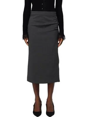 Pinko High-waisted Midi Pencil Skirt In Stretch Viscose With A Side Slit - Grey