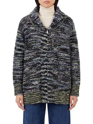 Missoni Abstract Pattern Wool Blend Cardigan With Shawl Collar - Multicolor