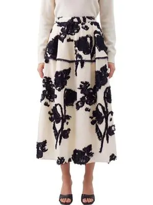 Erdem High-waisted Floral-print A-line Midi Skirt In Cotton-blend - Multicolor