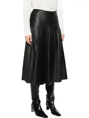 SOLOTRE Pleated A-line Midi Skirt