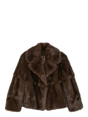 Ermanno Scervino Oversized-collar Faux-fur Jacket - Brown