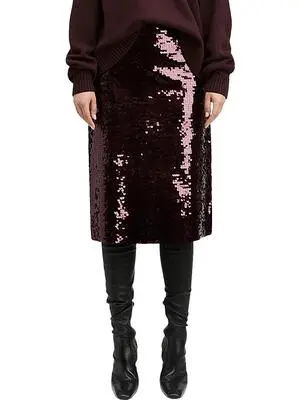 Derek Lam 10 Crosby Benjamin Paillette Midi Pencil Skirt - Deep Wine