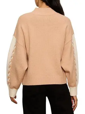 Sanctuary Color Blocked Mock Neck Sweater - Hazelnut