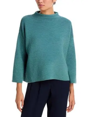 Eileen Fisher Funnel Neck Ribbed Sweater - Amal