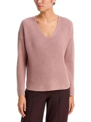 Eileen Fisher V Neck Ribbed Sweater - Opal