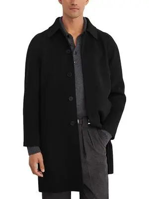REISS Mccullough Wool Blend Overcoat - Black