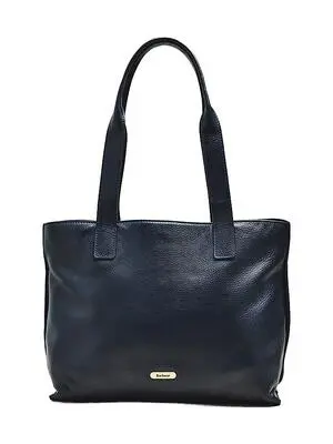 Barbour Alder Large Leather Tote Bag - Navy