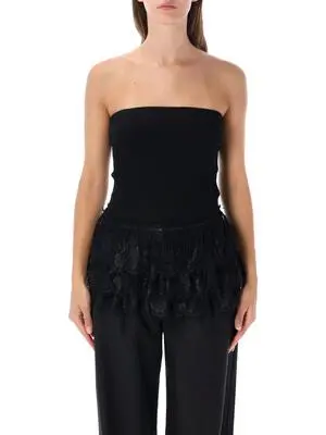 OPERASPORT Operasport Strapless Ribbed Lace Peplum Top