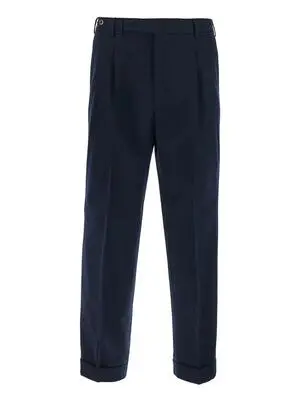 PT TORINO Pleated Straight-leg Pants With Belt Loops And Back Flap Pockets - Blu