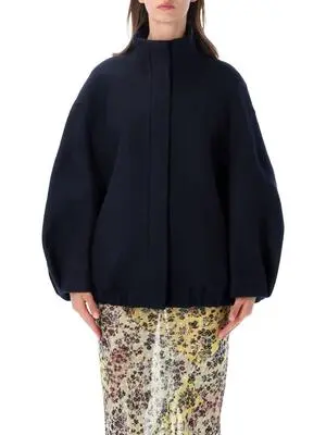 Dries Van Noten Dries Van Noten Oversized Wool Blend High-Neck Coat Blu