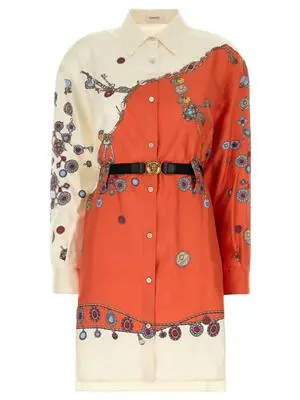 VERSACE Versace Printed Twill Shirt Mini Dress