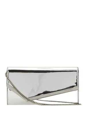 JIMMY CHOO Jimmy Choo Emmie Mini Silver Synthetic Leather Clutch Bag Silver