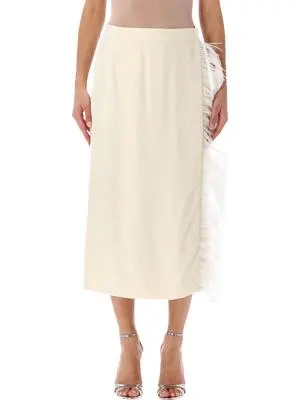 Alberta Ferretti Feather-trim Midi Skirt - 8003