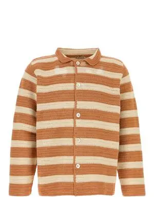 BODE Bode Embroidered Crochet Sherbet Shirt Stripped