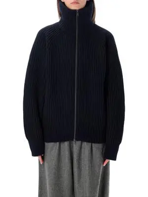 SOEUR Soeur Zip-Front Ribbed Wool Turtleneck Sweater
