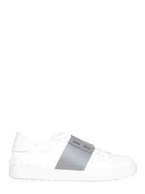 Valentino Garavani Valentino Garavani Men White And Dark Steel Calfskin Leather Open Sneakers Multicolor