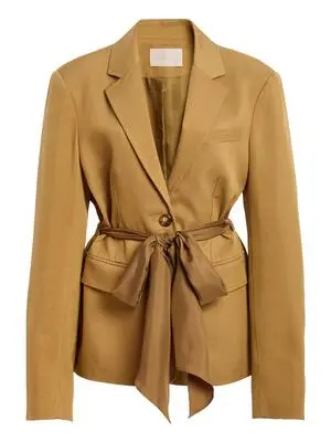 Ulla Johnson Sybil Wool-Blend Draped Blazer Tan