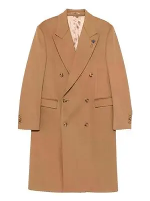 LARDINI Double-breasted Peak-lapels Coat - Neutrals