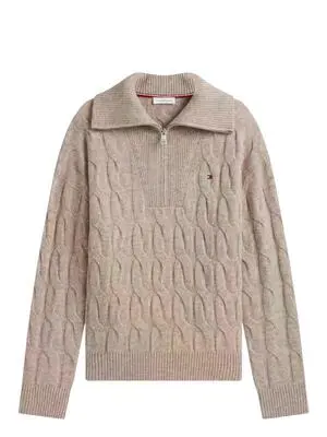 TOMMY HILFIGER Cable-knit Quarter-zip Sweater