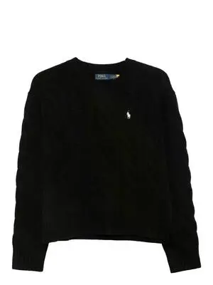 Polo Ralph Lauren Cable-knit Embroidered-logo Sweater Black