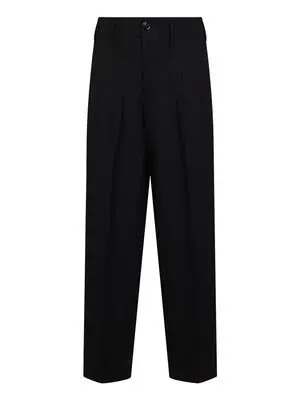AMI Ami Paris Men Black Wool Serge Double-Pleat Wide Trousers