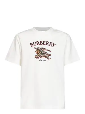 Burberry Chalk Cotton T-shirt With Knight Check - Multicolor