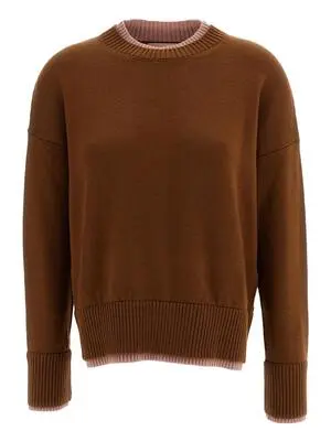 Plan C Maglione Girocollo Effetto Layering - Multicolore