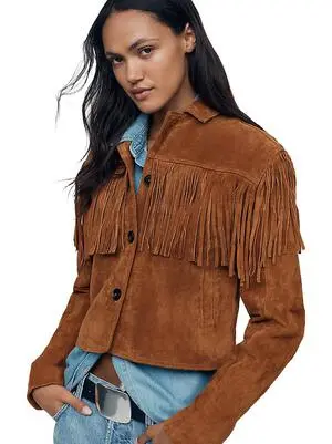 BLANKNYC Smoked Paprika Suede Frged Jacket