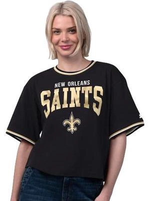 STARTER New Orleans Saints Ace Cropped T-shirt - Black
