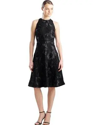 Natori 3d Lace V Neck Sheath Dress - Black