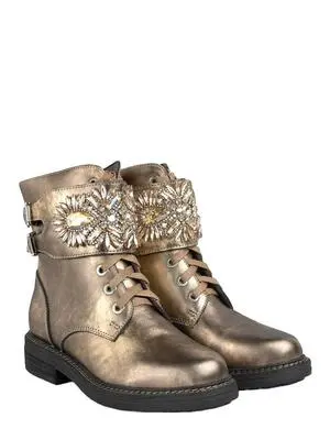 ALMA EN PENA Flat Bootie Rhinestones - Bronze