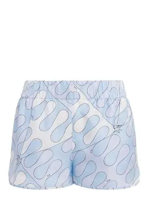 Emilio Pucci Silk Leocorno Print Shorts - Blue