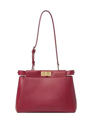 Fendi My Peekaboo Small Bag In Dark Red Leather Red