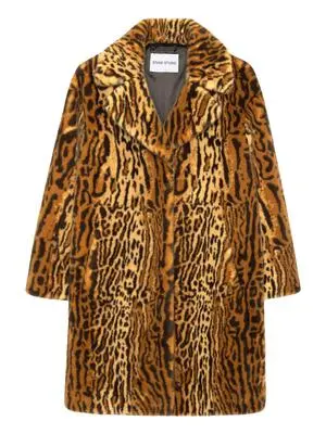 STAND STUDIO Camille Faux Fur Cocoon Coat - Multi