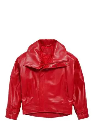 BALENCIAGA Women's Red Rounded Bomber Jacket