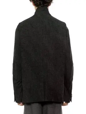CALMLENCE Striped Welt-pocket Blazer - Grey